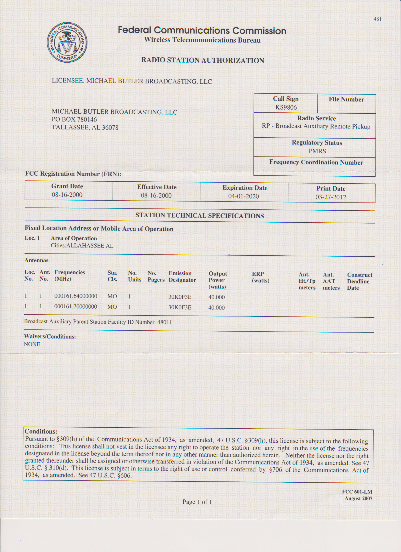 1300 WTLS & 106.5 FM